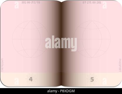 Paper passport open blank pages vector template. Passport page paper with watermark illustration ...