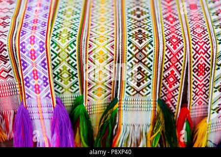 Details of a traditional colorful Lithuanian weave. Woven belts as a ...
