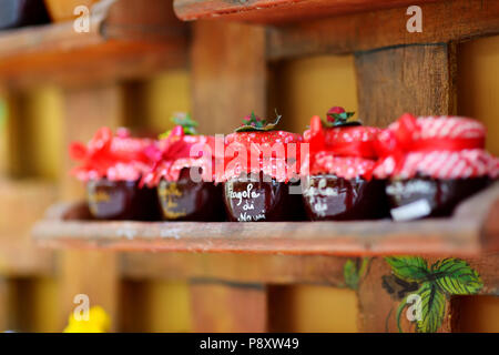 Colorful jam jars arranged for sale Stock Photo - Alamy
