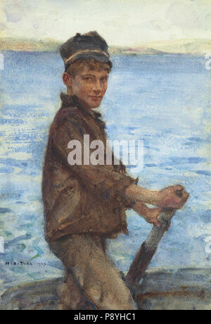 This watercolor painting by Henry Scott Tuke portrays Fred Spofforth ...
