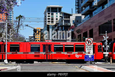 MTS trolley in downtown San Diego, California Stock Photo - Alamy