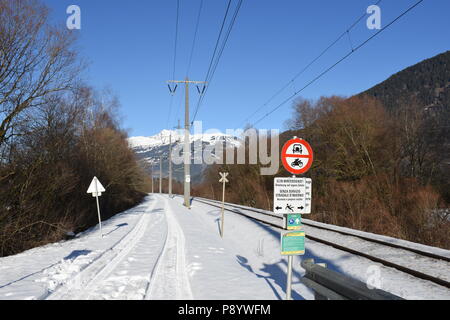 Eisenbahn, Pustertalbahn, Eisenbahn, Winter, Gleis, Schiene, Einspurig ...