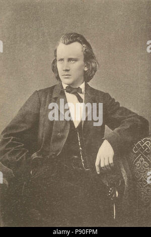 Johannes Brahms - portrait of the German composer at the piano, 1899 ...