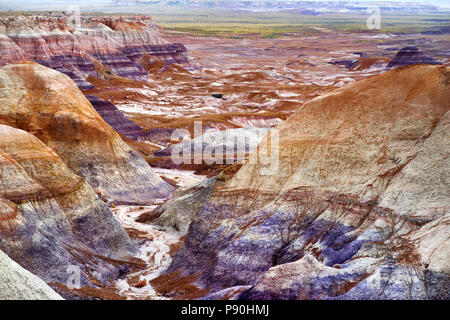 Striped purple sandstone formations of Blue Mesa badlands in Petrified ...