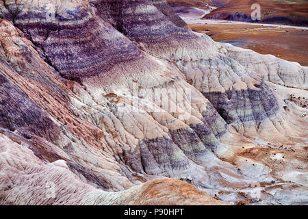 Striped purple sandstone formations of Blue Mesa badlands in Petrified ...