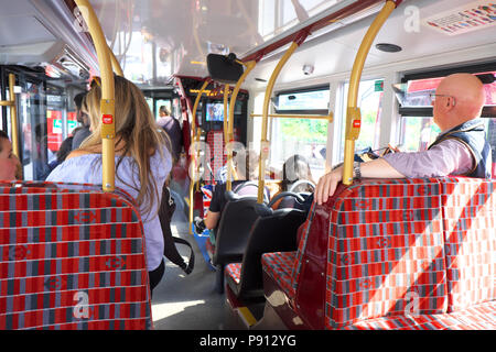 Passengers inside London bus, London England United Kingdom UK Stock ...