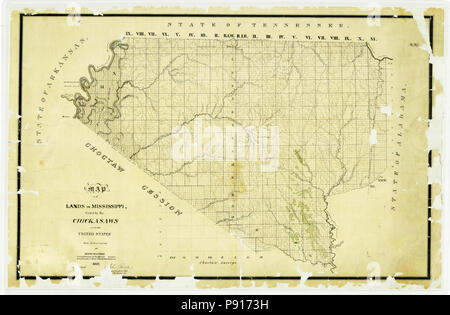 Map of the lands in Mississippi ceded by the Chickasaws to the United ...