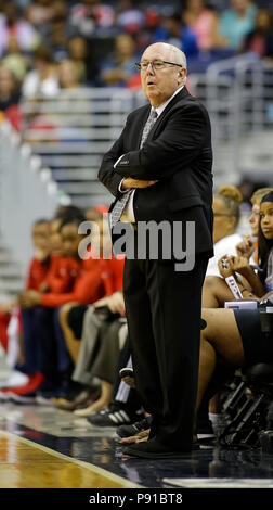 Washington Mystics head coach Mike Thibault reacts during the second ...