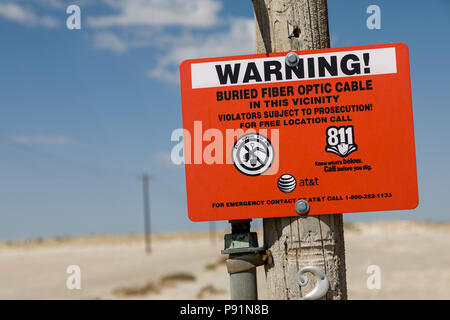 Buried Fiber Optic Cable Warning Marker and Access Panel Stock Photo ...
