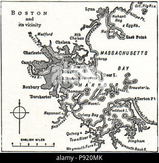 Map of Boston Massachusetts (1914) NSRW Stock Photo - Alamy