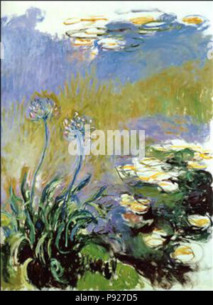 'Agapanthus' by Claude Monet is a watercolor painting that captures the ...