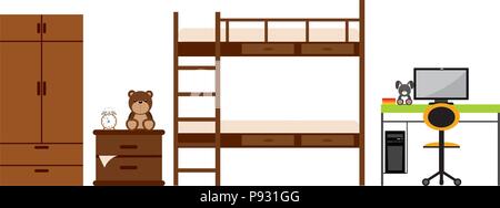 Student dorm room Stock Vector Art & Illustration, Vector Image ...