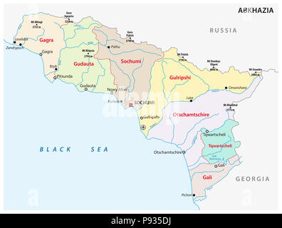 Abkhazia administrative and political vector map with flag Stock Photo ...