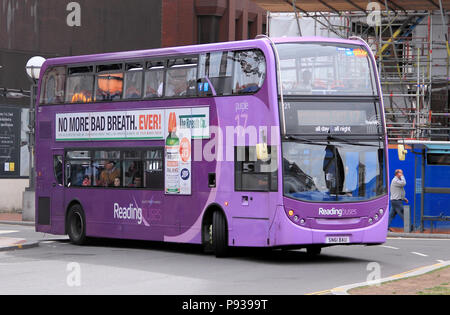 The buses of Reading are colour coded by their route., the colours ...