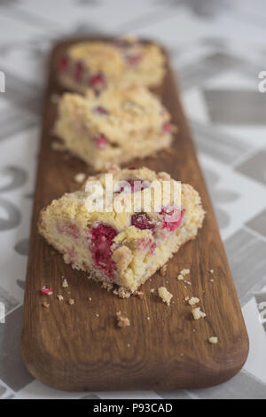 Raspberry and white chocolate crumble tray bake Stock Photo - Alamy