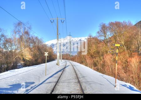 Eisenbahn, Pustertalbahn, Eisenbahn, Winter, Gleis, Schiene, Einspurig ...