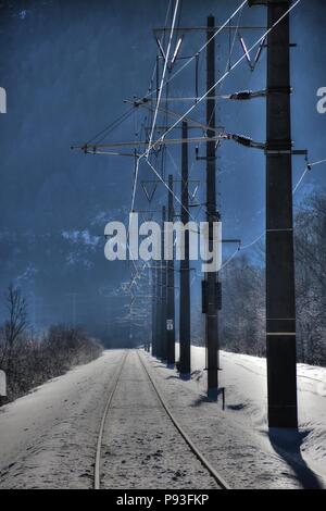 Eisenbahn, Pustertalbahn, Eisenbahn, Winter, Gleis, Schiene, Einspurig ...