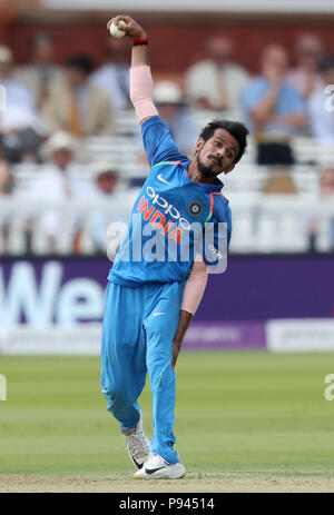 India's Yuzvendra Chahal bowls during the first one day international ...