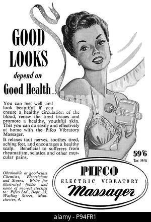 1950s magazine advertisement advertising PIFCO electric massager ...