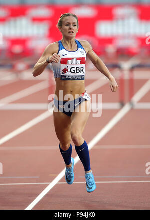 Great Britain's Meghan Beesley competes in the 400m Hurdles during day ...
