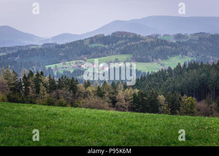 Aerial view near Vsetin city in Beskids Mountains, Moravian Wallachia ...