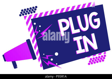 Text sign showing Plug In. Business concept putting device into ...