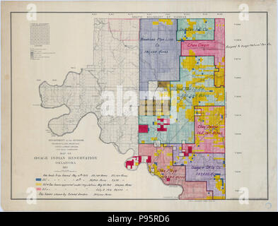 Map of Osage Indian Reservation 1917 Stock Photo - Alamy