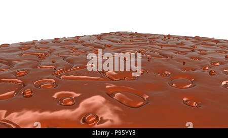 Melting chocolate or cocoa coffee splashes and droplets on white. 3d ...