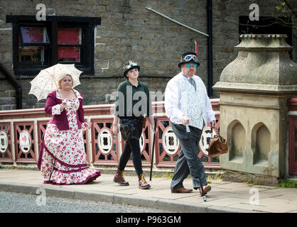 Steampunks attend the Hebden Bridge Steampunk Festival in West ...