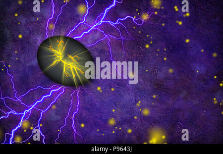 Cracked Stone Emits Light and Radiates Electricity Stock Photo - Alamy