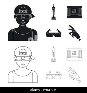 Award Oscar, movie screen, 3D glasses. Films and film set collection ...