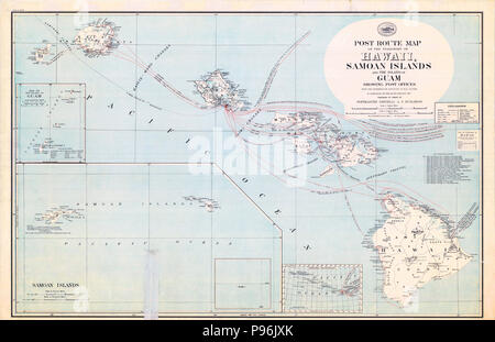 Post route map of the territory of Hawaii, Samoan Islands and the ...