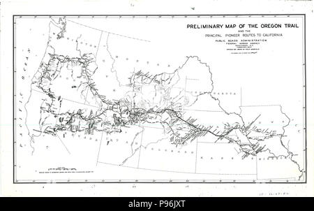 Oregon Trail and California Trail routes on an 1870s map of the US ...