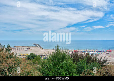 14 July 2018-Constanta, Romania. The beach from the sea side Constanta ...