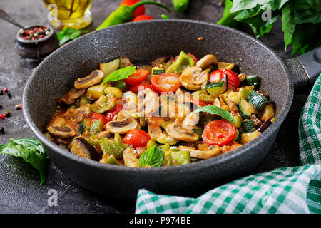 Vegetable stew with zucchini and red paprika. Studio Photo Stock Photo ...