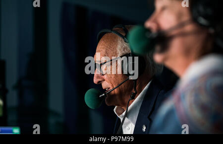 Barry Davies in the commentary box during his last ever BBC Wimbledon ...