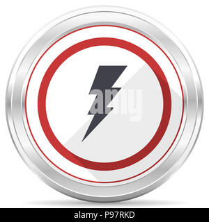 Bolt silver metallic chrome border icons in 6 options, set of web blue ...