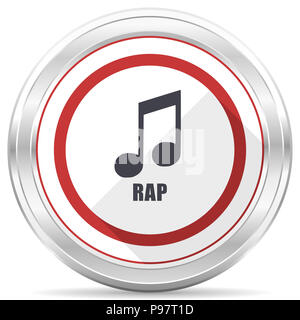 Rap music black web icon with golden border isolated on white ...