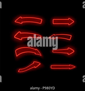 Set of red arrows neon light pointing left Stock Photo - Alamy