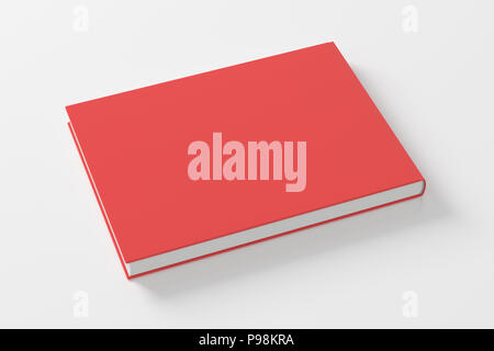 Blank red book cover on white background. Isolated with clipping path ...