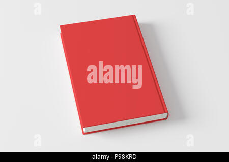 Blank red book cover on black background. Isolated with clipping path ...