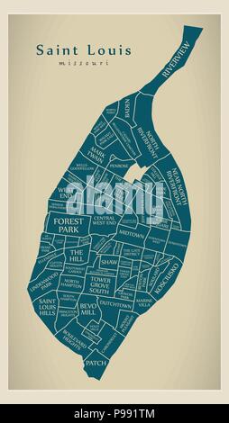 Modern City Map - Saint Louis Missouri city of the USA with ...