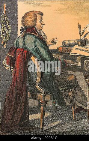 Wolfgang Amadeus Mozart composing at the piano by Johann Bosio Stock ...