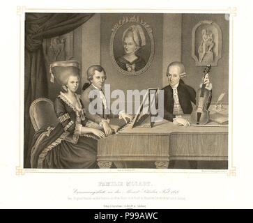 WOLFGANG AMADEUS MOZART family an engraving based on the Croce painting ...
