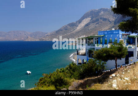 Taverna, Masouri Beach, Kalymnos, Dodecanese islands, Greece Stock ...