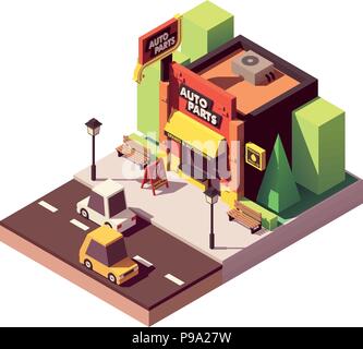 Vector isometric auto parts shop Stock Vector Image & Art - Alamy