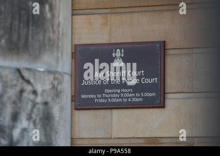 General view of signage for Ayr Sheriff Court and Justice of the Peace ...
