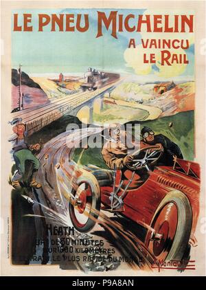 Vintage Advertising Poster: for Michelin Tires, featuring the Michelin ...