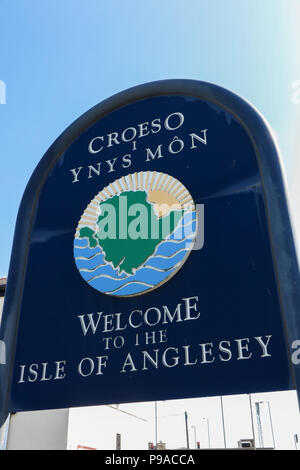 Welcome to Anglesey sign, North Wales,UK Stock Photo - Alamy
