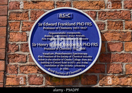 Sir Edward Frankland and Sir Henry Enfield Roscoe Blue Plaque Stock ...